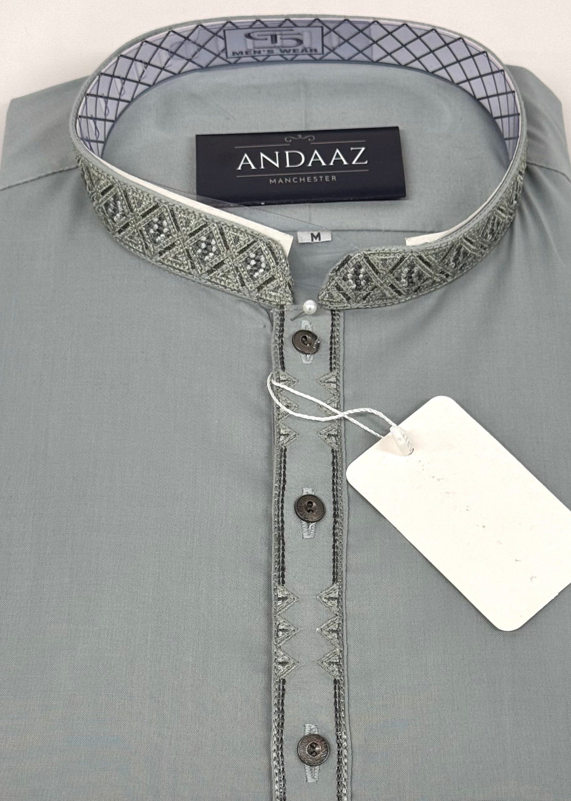 Men s Shalwar Kameez Pistachio 1 Embroidery